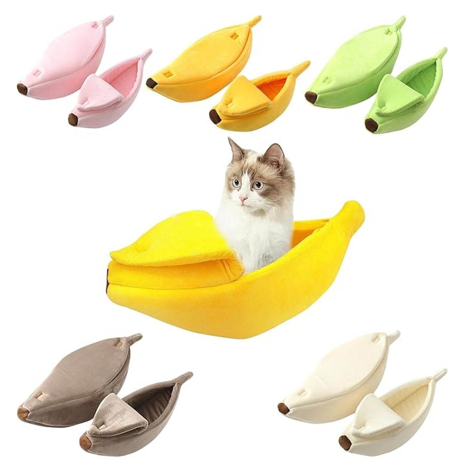 Banana Cat Bed for Pets, Creative Banana Shape Dog Bed, Soft Plush Cat ...