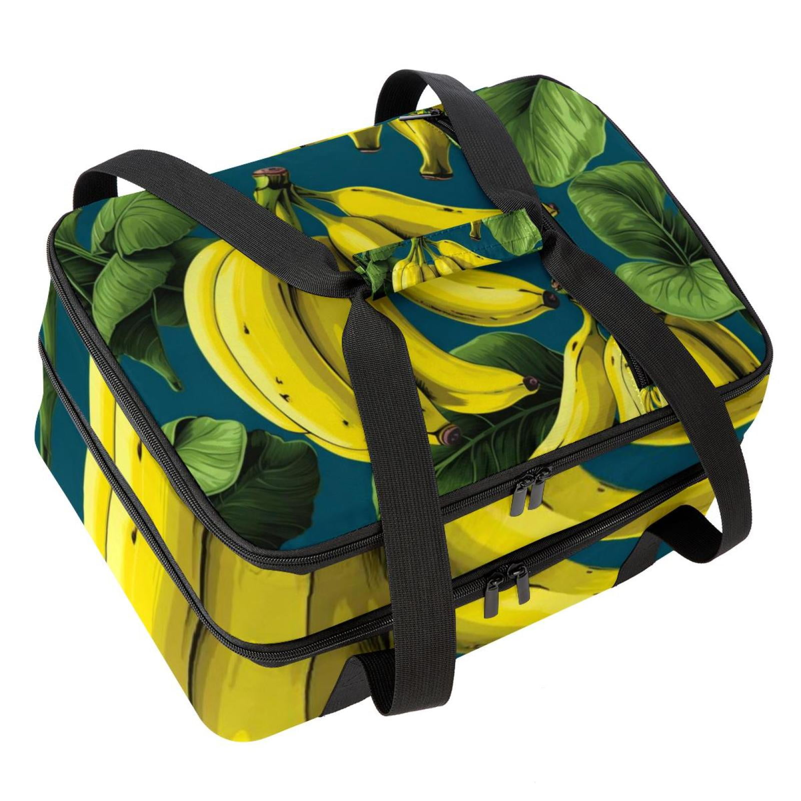 Banana Double Layered Insulated Lunch Bag with Two Compartments, Large ...