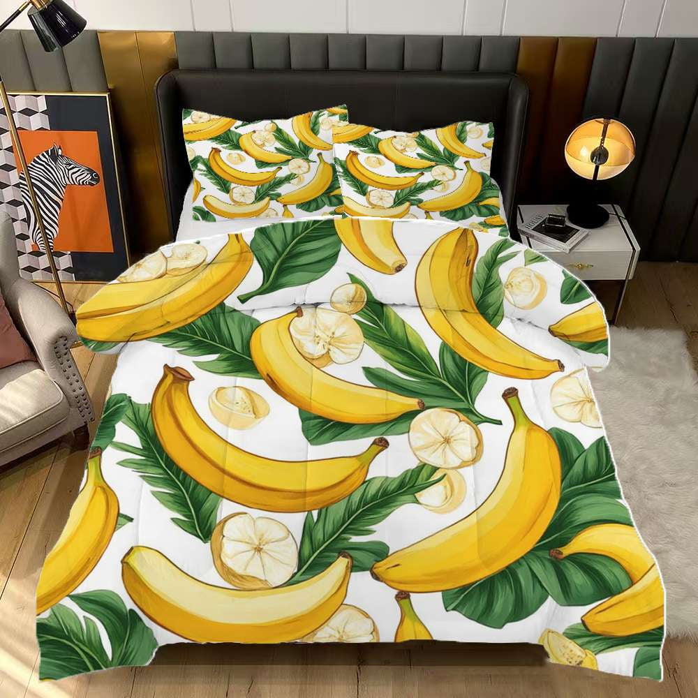 Banana Drawing Comforter Set Queen Size Bedding Set For Travl Bedroom ...