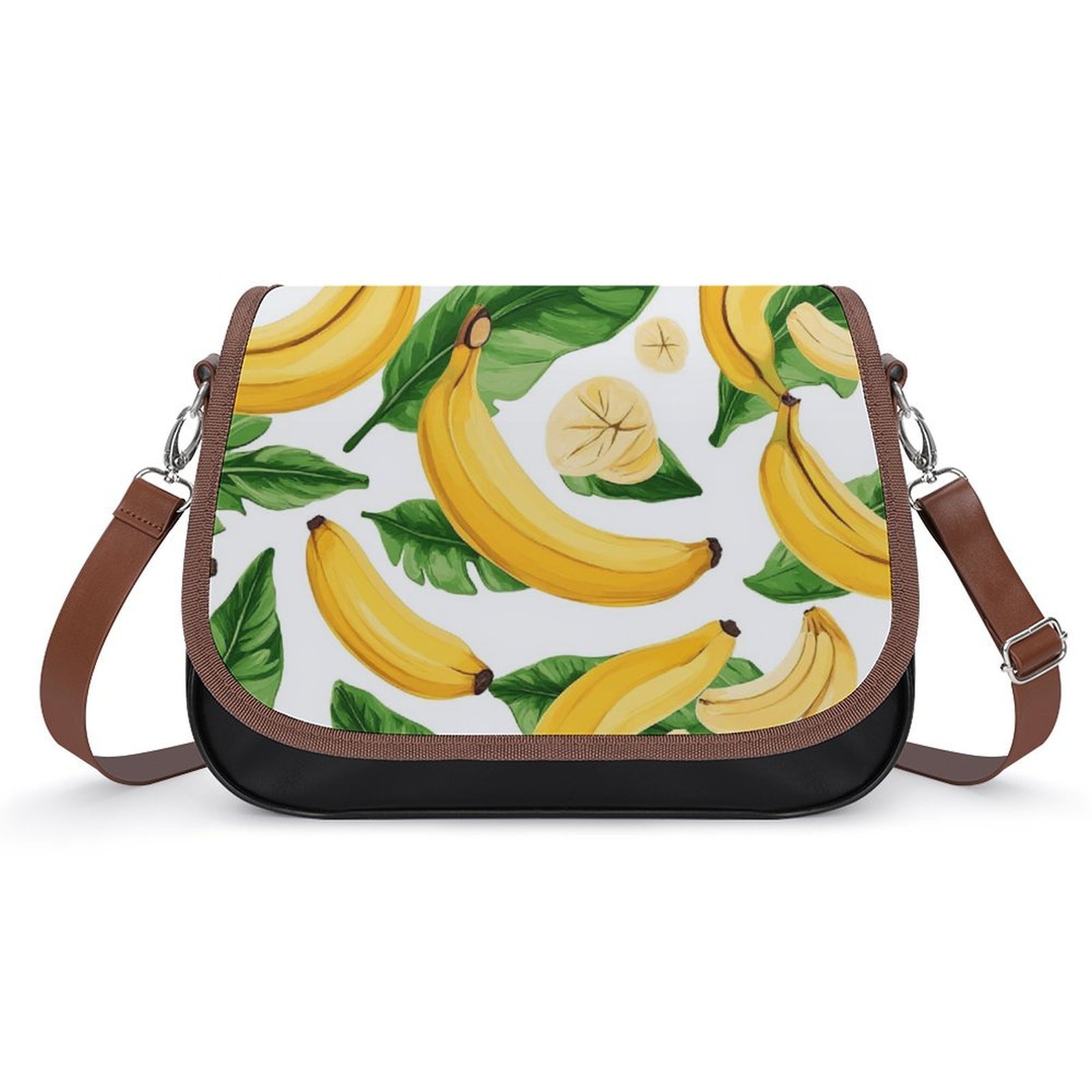 Banana Drawing Vintage Crossbody Bag For Women Medium Leather Hobo Bags ...