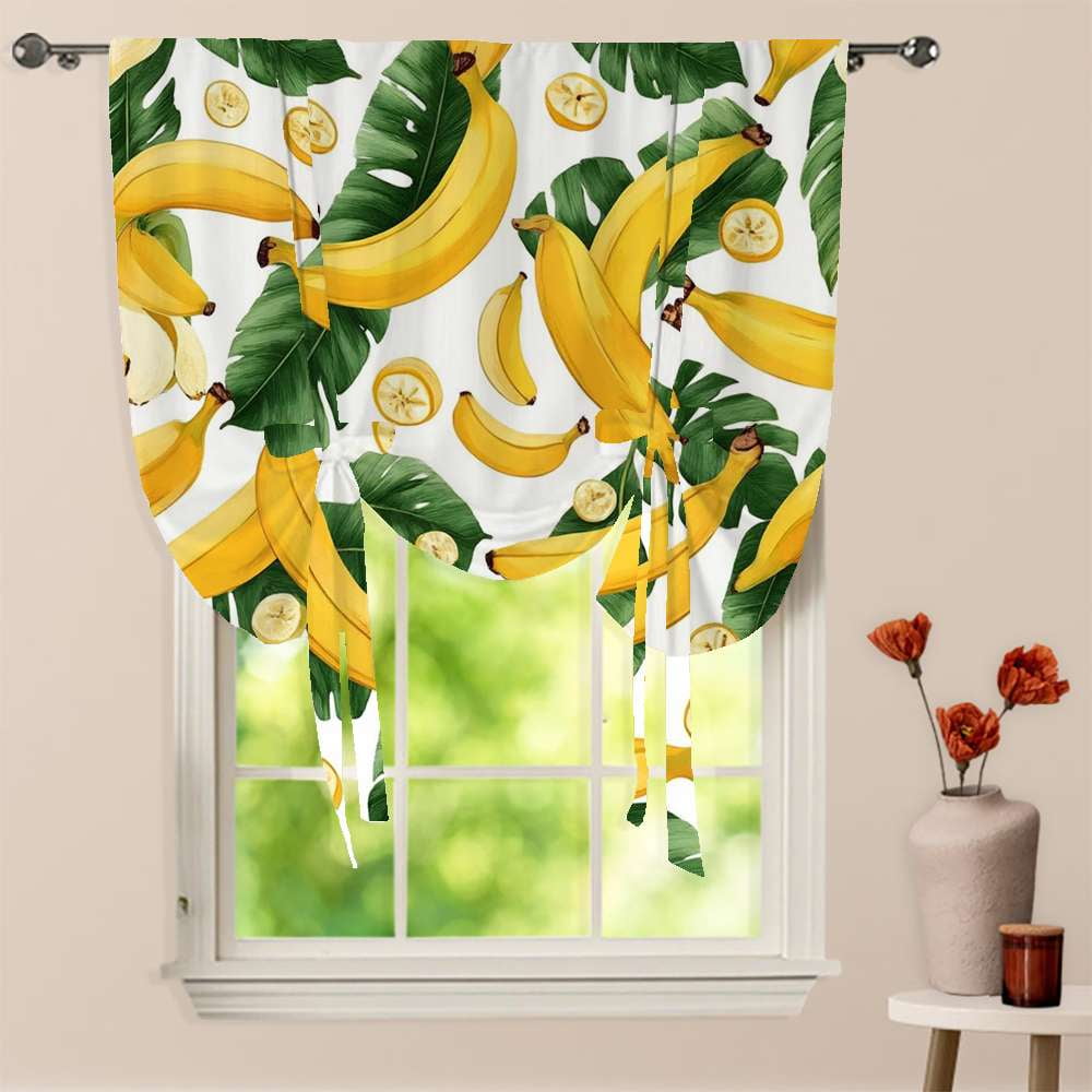 Banana Drawing Window Curtain for Living Room Roman Curtain Kitchen Tie ...