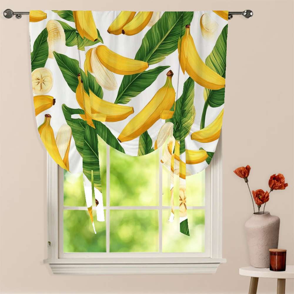 Banana Drawing Window Curtain for Living Room Roman Curtain Kitchen Tie ...