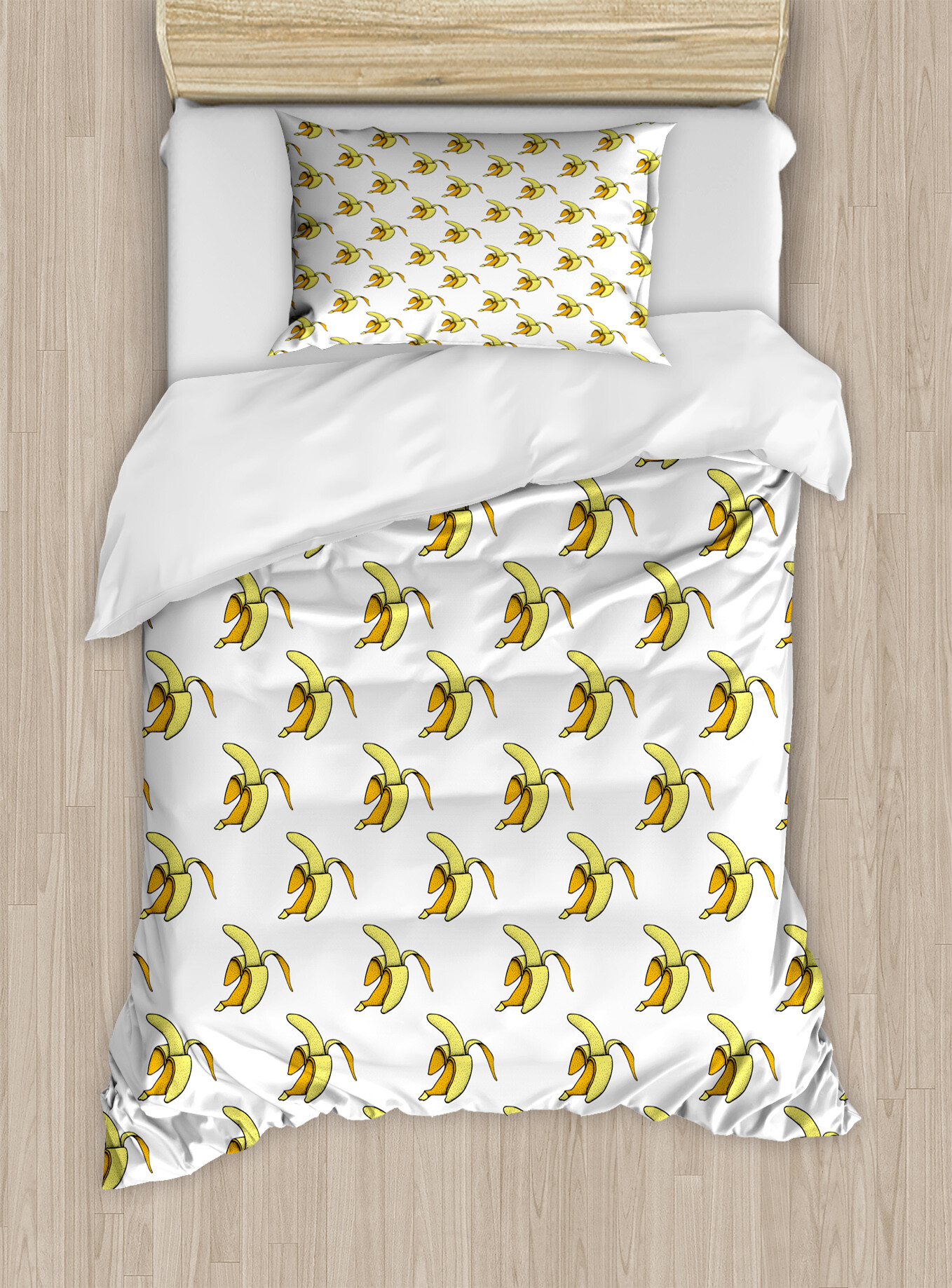 Banana Duvet Cover Set, Abstract Pattern of Vintage Peeled Dotted Fruit ...