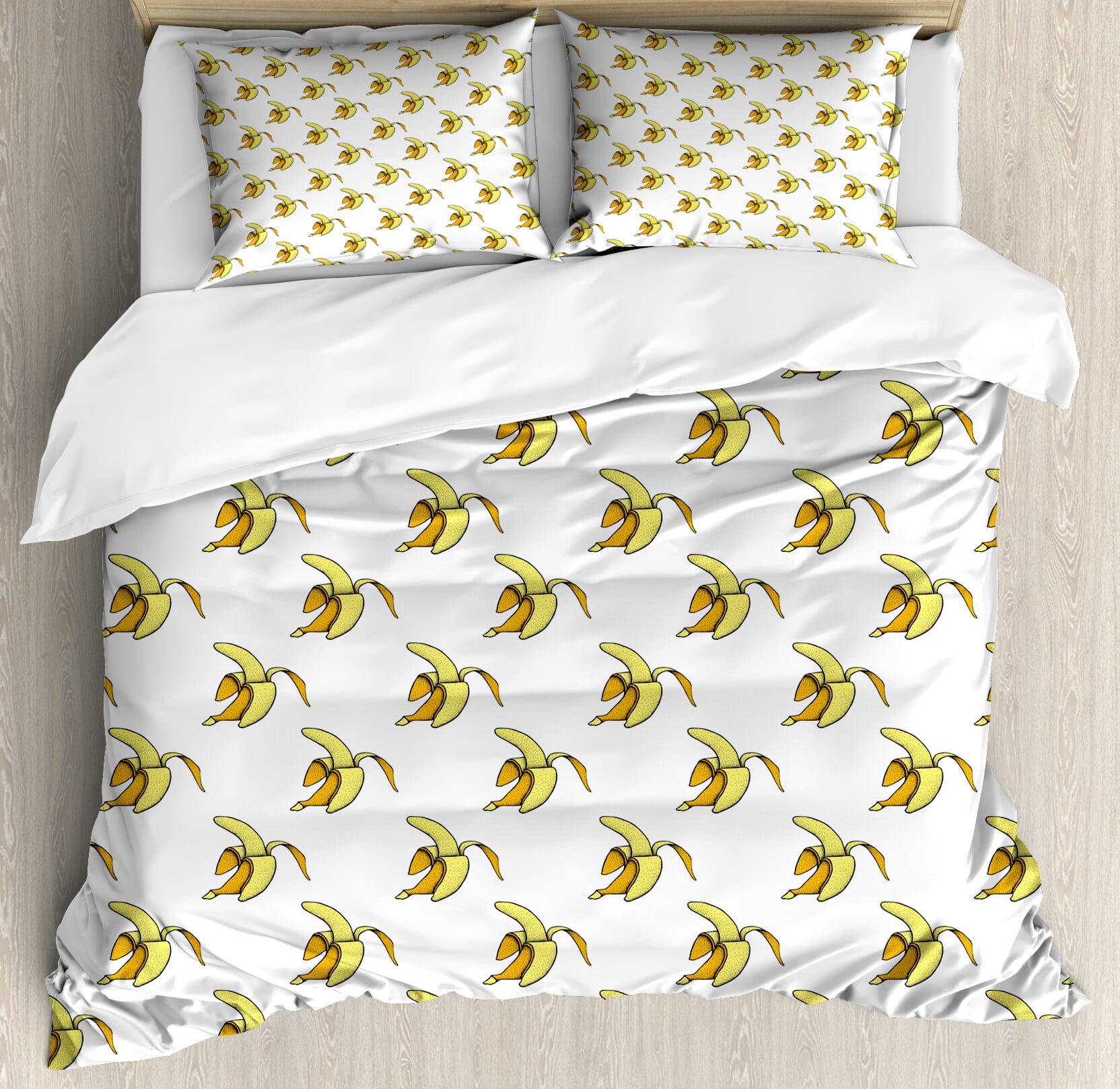 Banana Duvet Cover Set, Abstract Pattern of Vintage Peeled Dotted Fruit ...