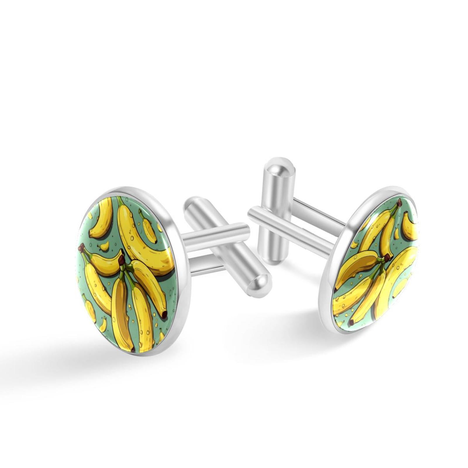 Banana Elegant Silver Stainless Steel Cufflinks Set for Formal Attire ...