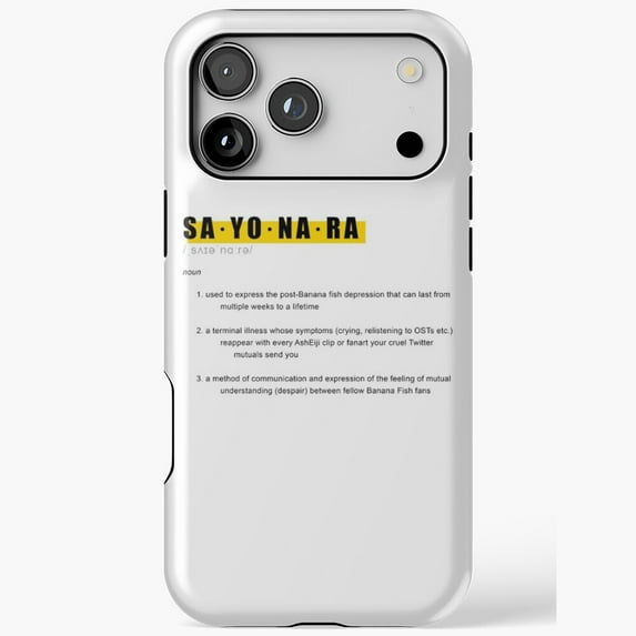 Banana Fish SAYONARA Definition Phone Cover for iPhone 11 12 13 14 15 ...