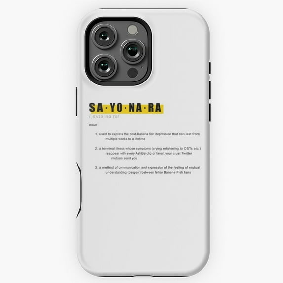 Banana Fish Sayonara Definition Illustration iPhone Case 17 through 11 ...