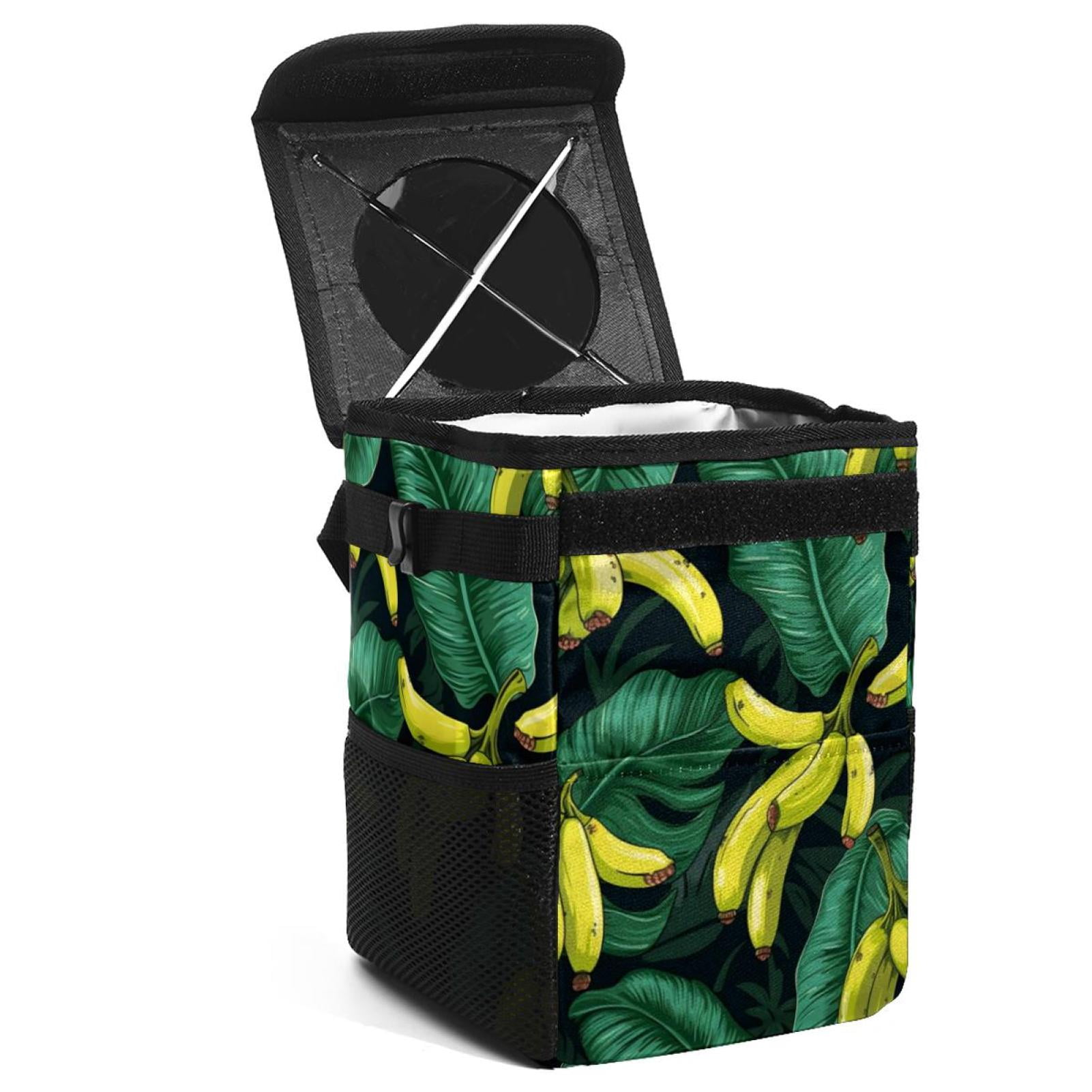 Banana Foldable Car Garbage Can with Lid, Leak-proof Mini Trash Can ...