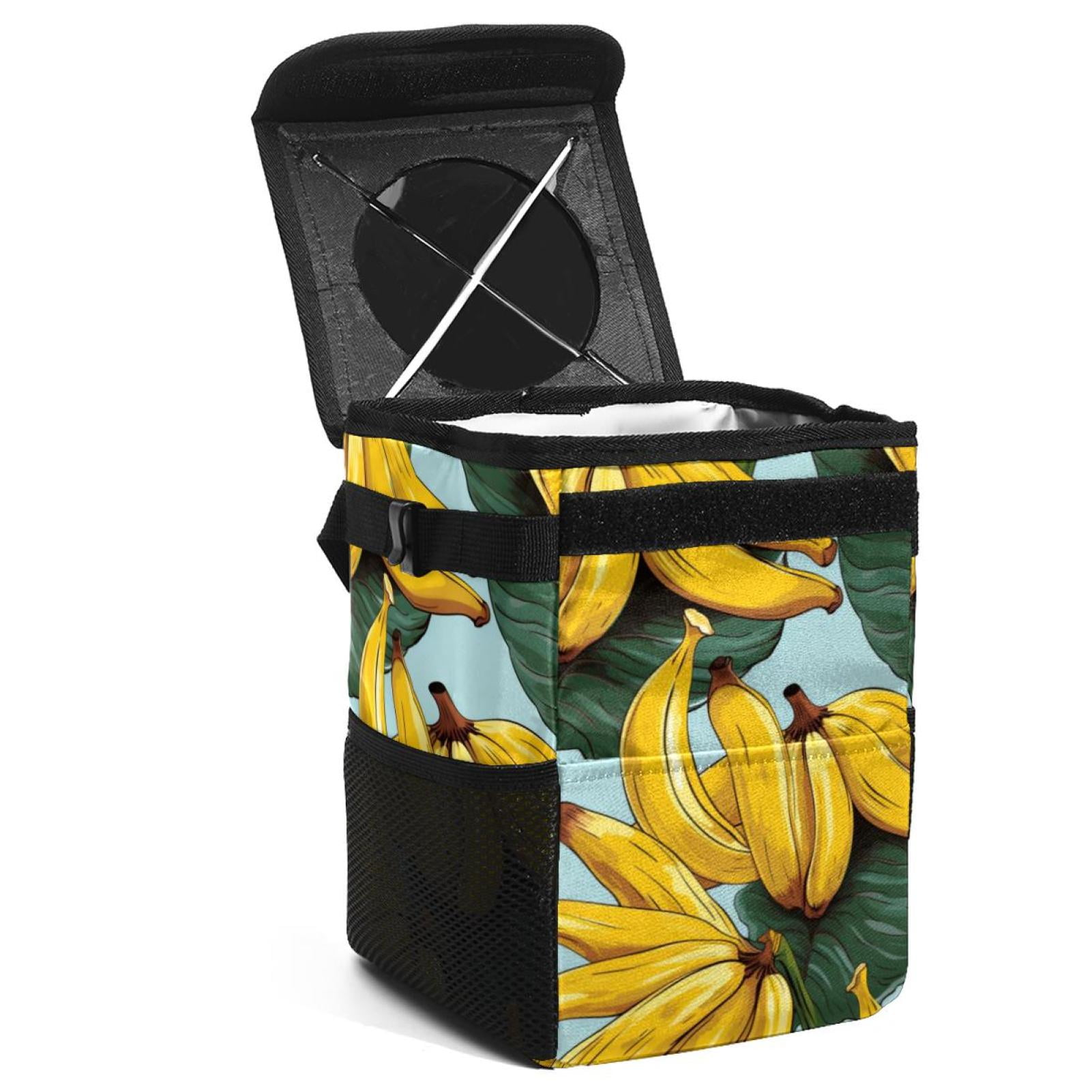 Banana Foldable Car Trash Can Mini Trash Can with Lid Leak-Proof Car ...