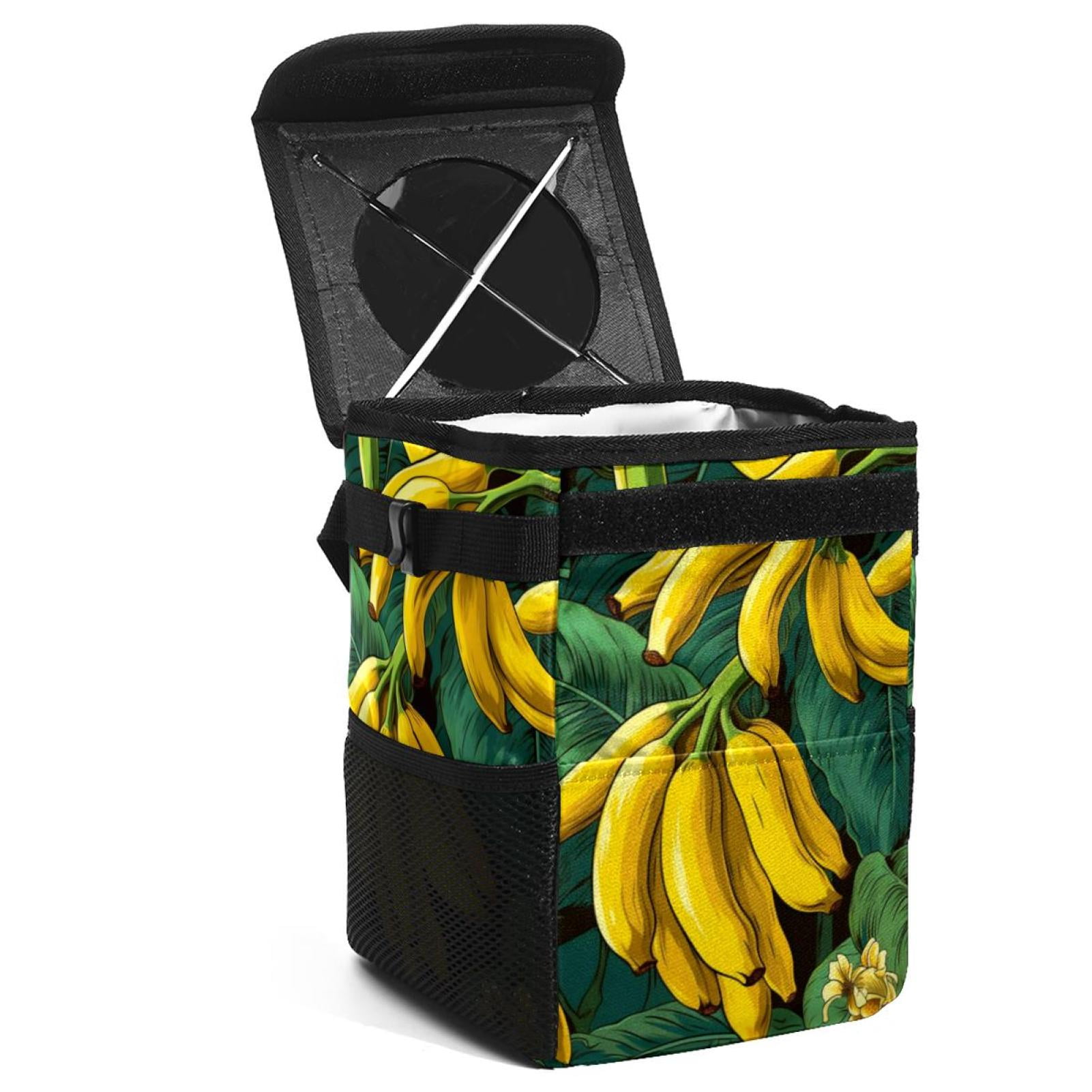 Banana Foldable Car Trash Can with Lid, Leak-Proof Car Trash Bin ...