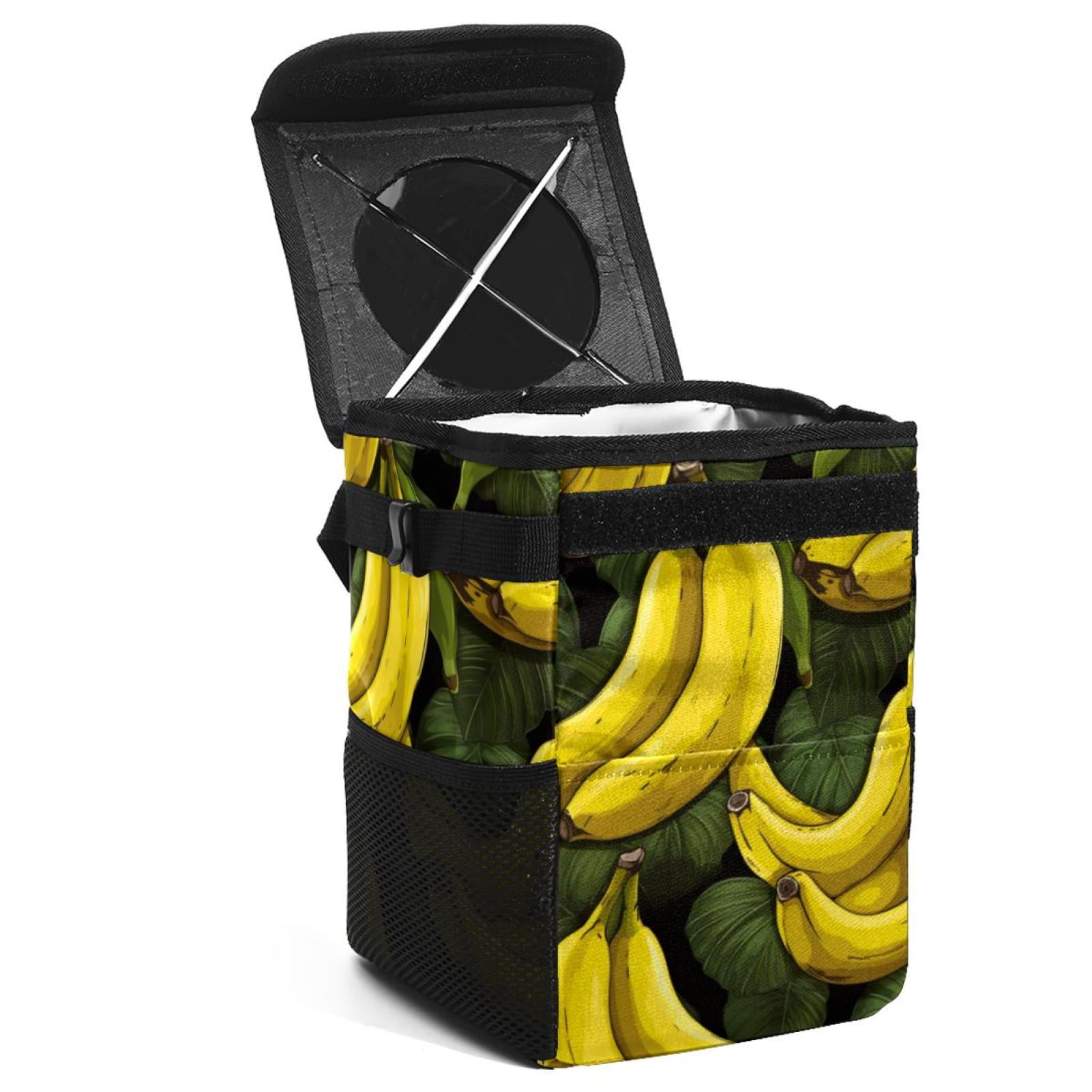 Banana Foldable Car Trash Can with Lid, Leak-proof Hanging Storage Bag ...