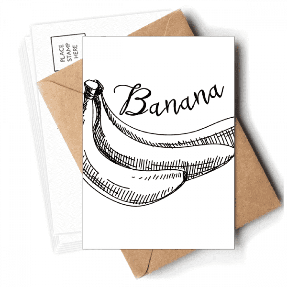 Banana Fruit Line Drawing Illustration Postcards Envelopes Blank Note ...