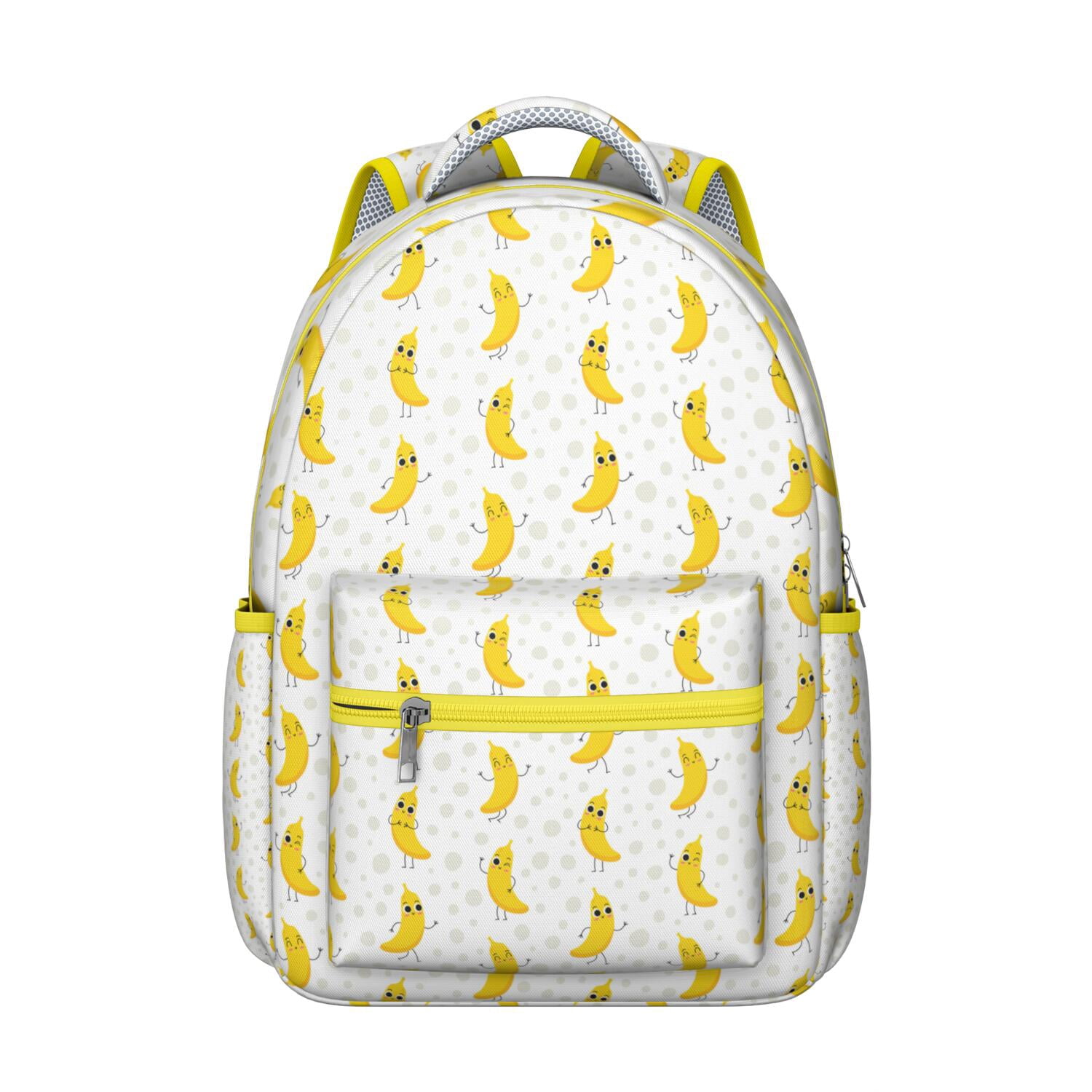 Banana Fruit Students Backpack Cute Yellow Banana Pattern School Bag ...