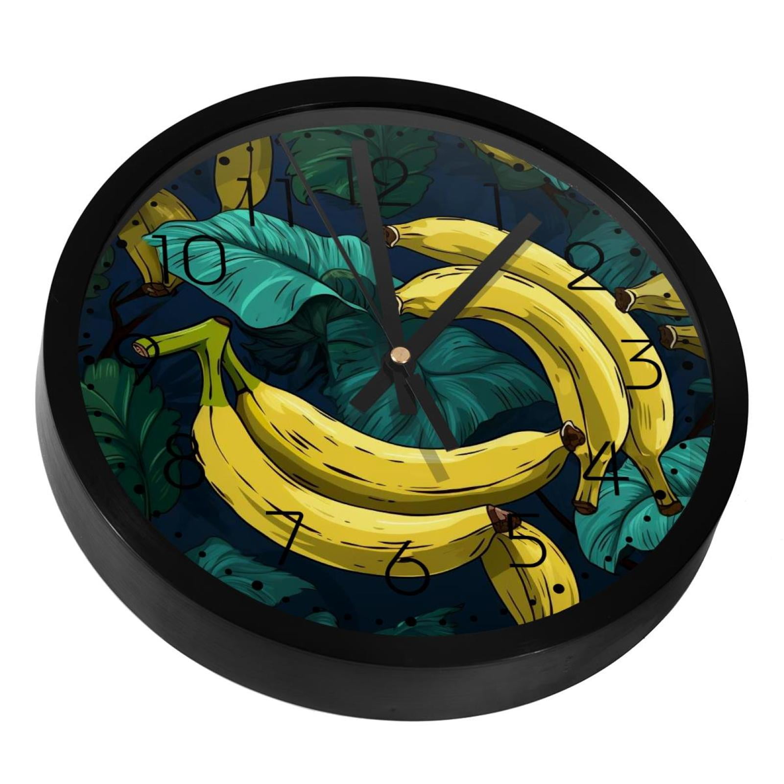 Banana Fruit and Leave Silent Wall Clock, Non Ticking Battery Operated ...