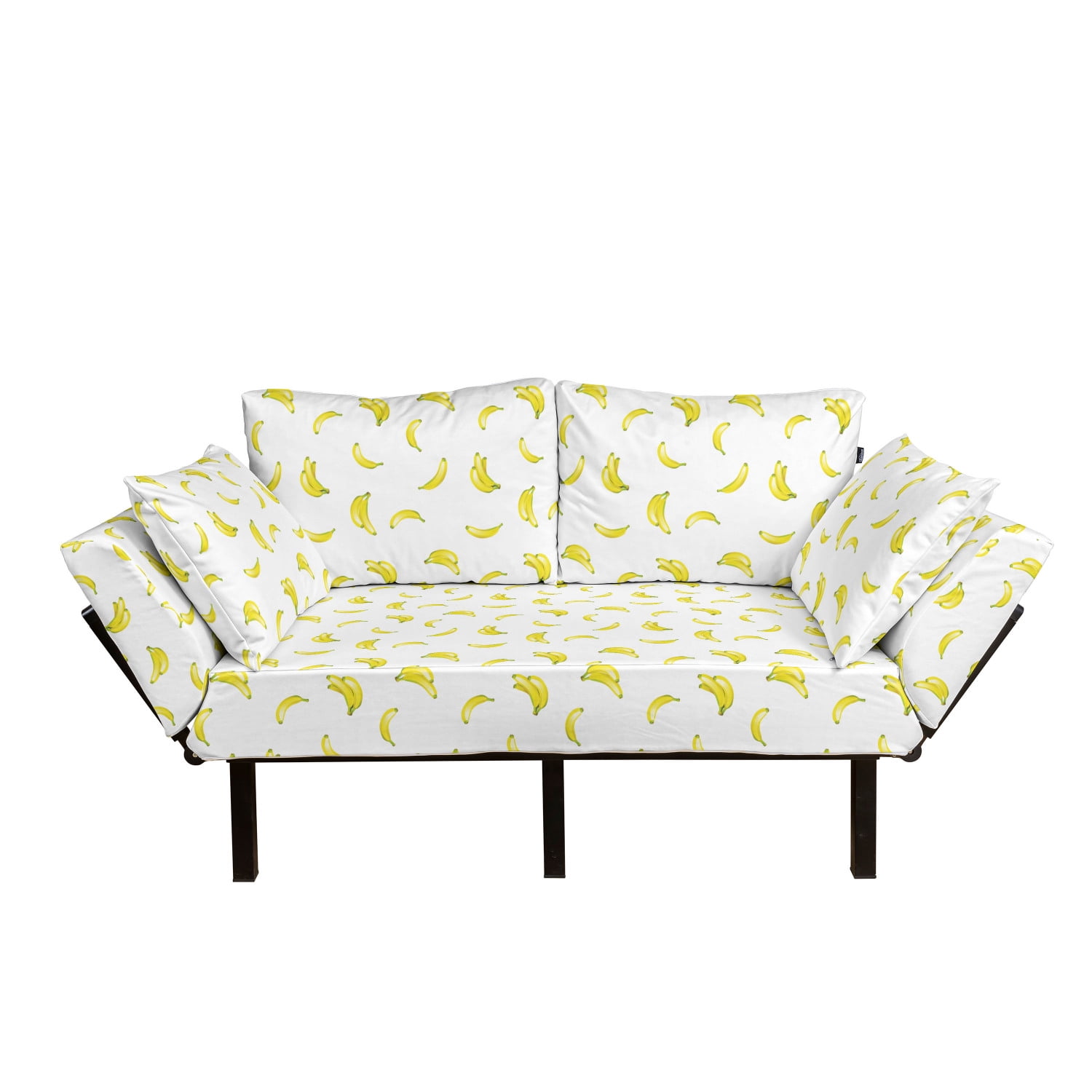 Banana Futon Couch, Graphic Illustration of Tropical Fruit Ripe and ...