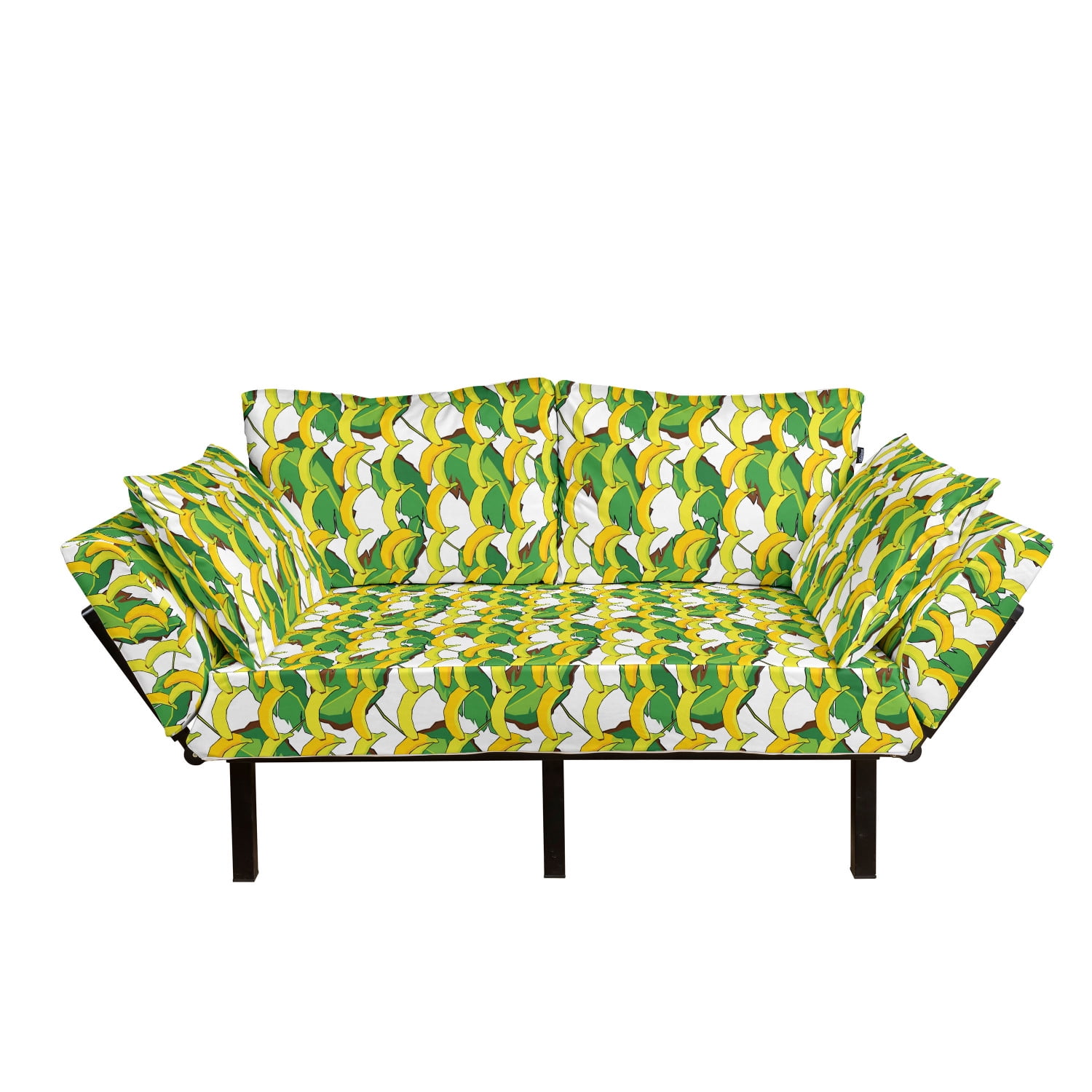 Banana Futon Couch, Tropical Fruits on Leaves Aloha Vibes Exotic Summer ...