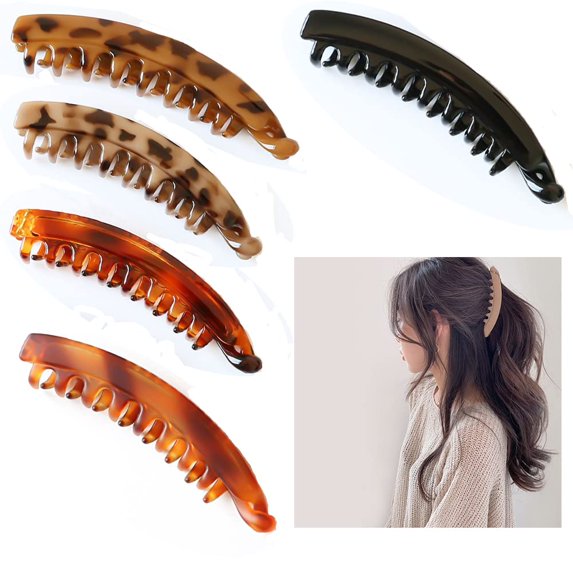 Banana Hair Clips and Clinchers - Fishtail Ponytail Holders, Thick/Fine ...