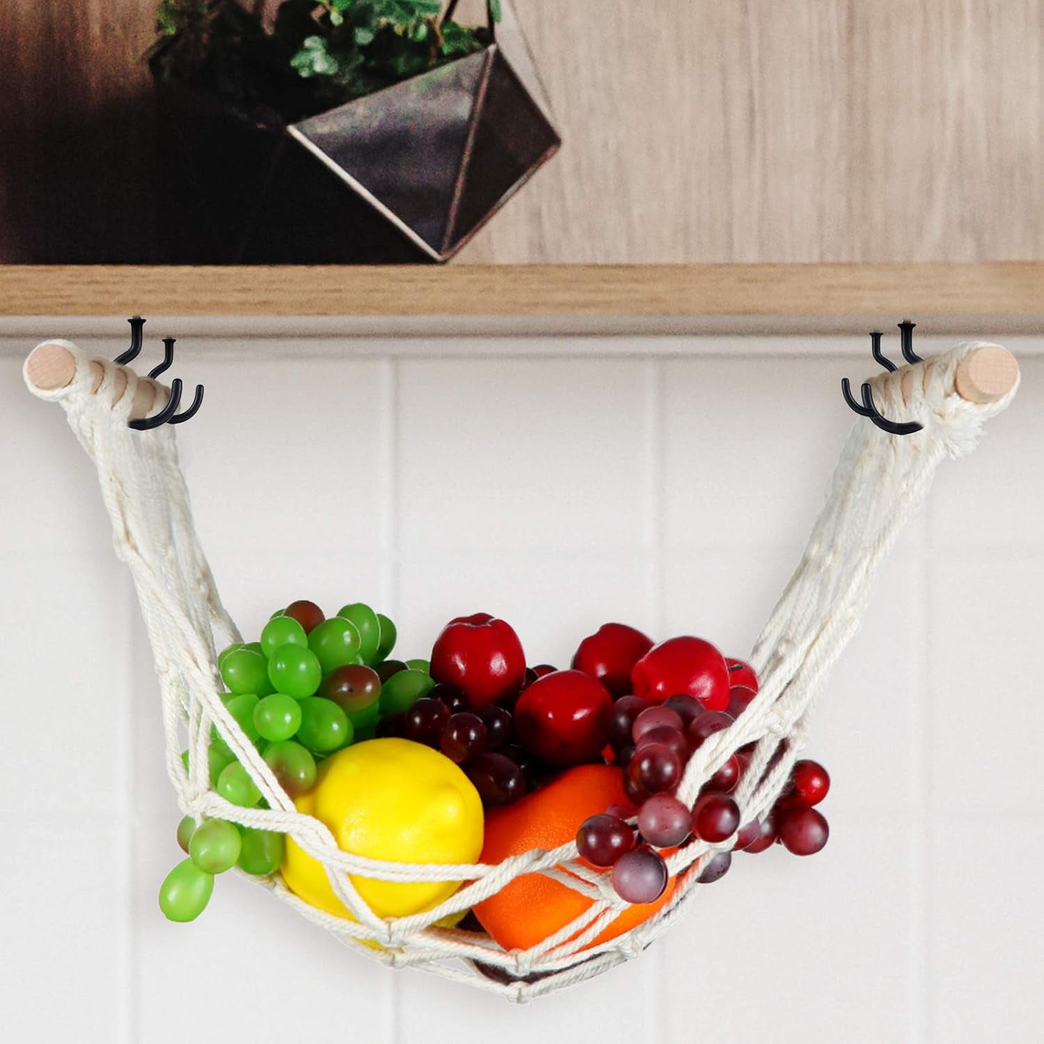 Banana Hammock for Kitchen, Space Saving Macrame Fruit Basket, Hanging ...