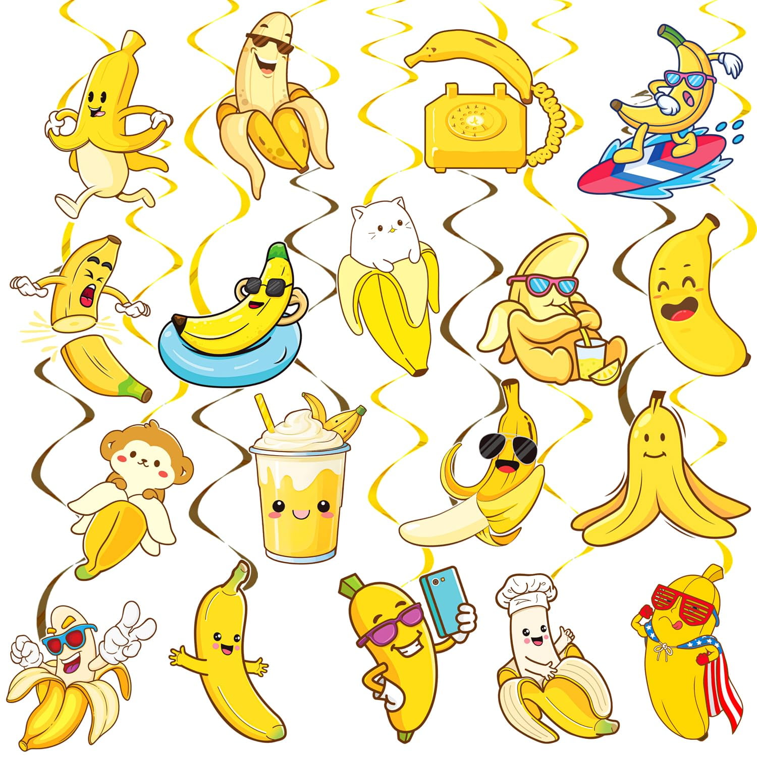 Banana Hanging Swirls 20Pcs Banana Party Decorations Banana Fruit ...