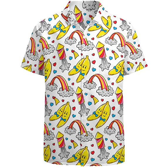 Banana Hawaiian Shirt, Pride Month Rainbow Lgbt Print Summer Hawaiian ...