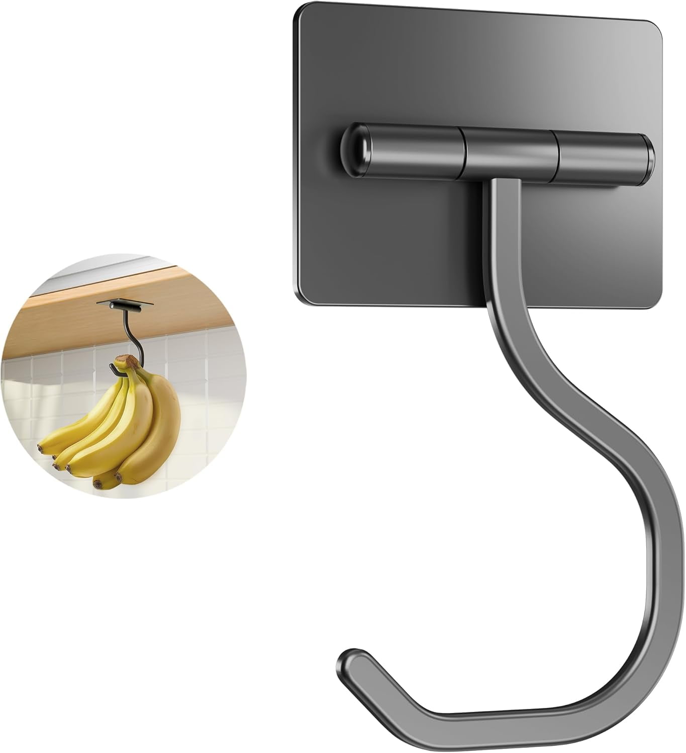 Banana Hook Under Cabinet - Adhesive Banana Hanger Under Counter, Metal ...