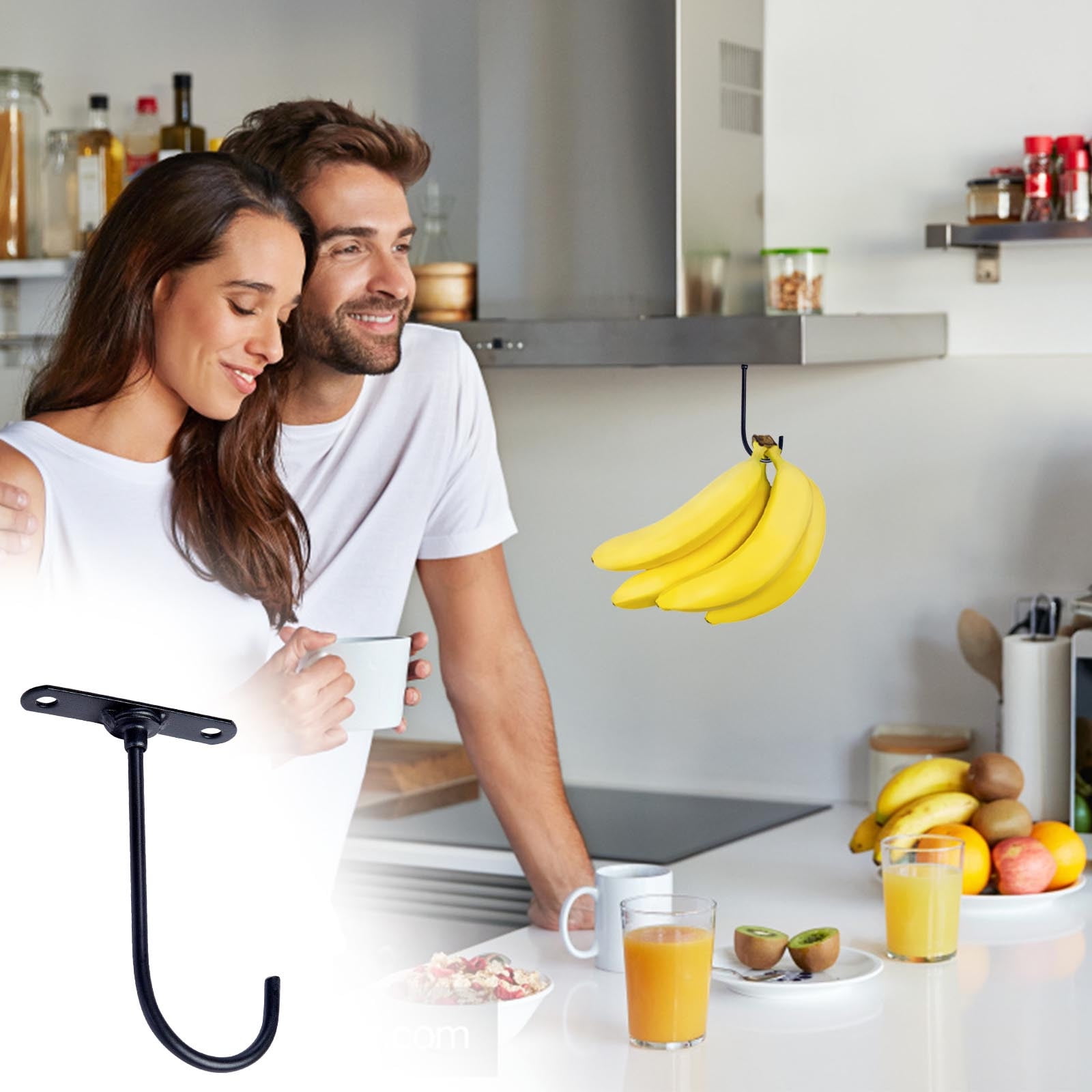 Banana Hook Hanging Rack | Under Cabinet Space Saver for Fresh Bananas ...