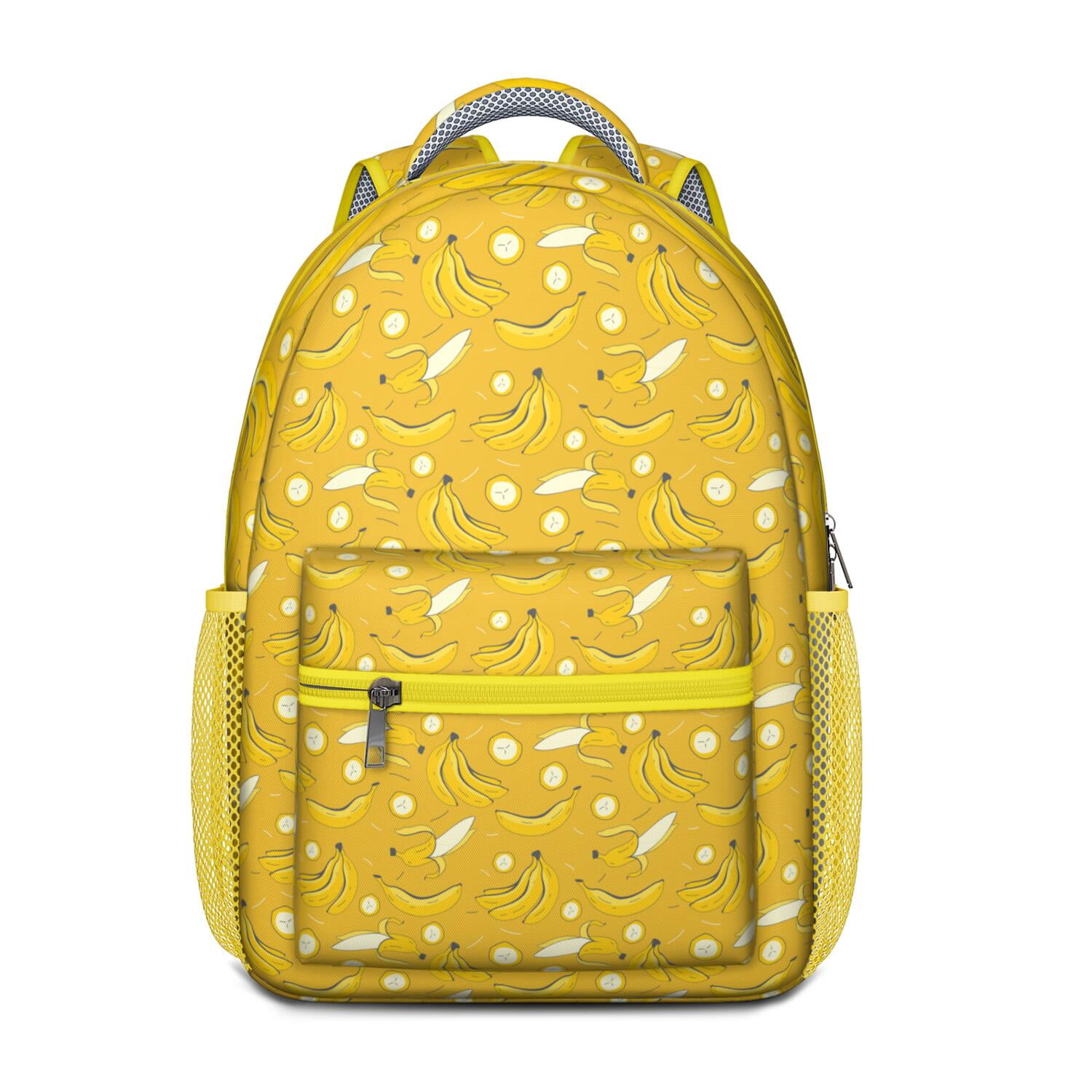 Banana Backpack Tropical Yellow Fruit Pattern Print Design Aesthetic ...