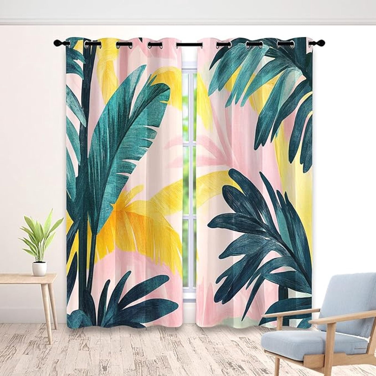 Banana Leaf Curtains for Bedroom Decor, Palm Leaves Blackout Curtains ...