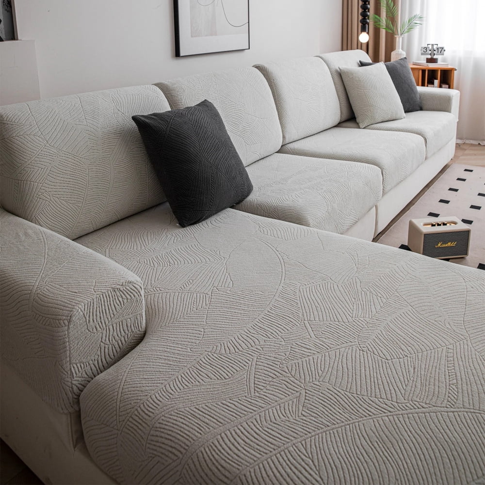 Banana Leaf Jacquard Fabric Sofa Cloth Cover, Polar Fleece, Living Room ...