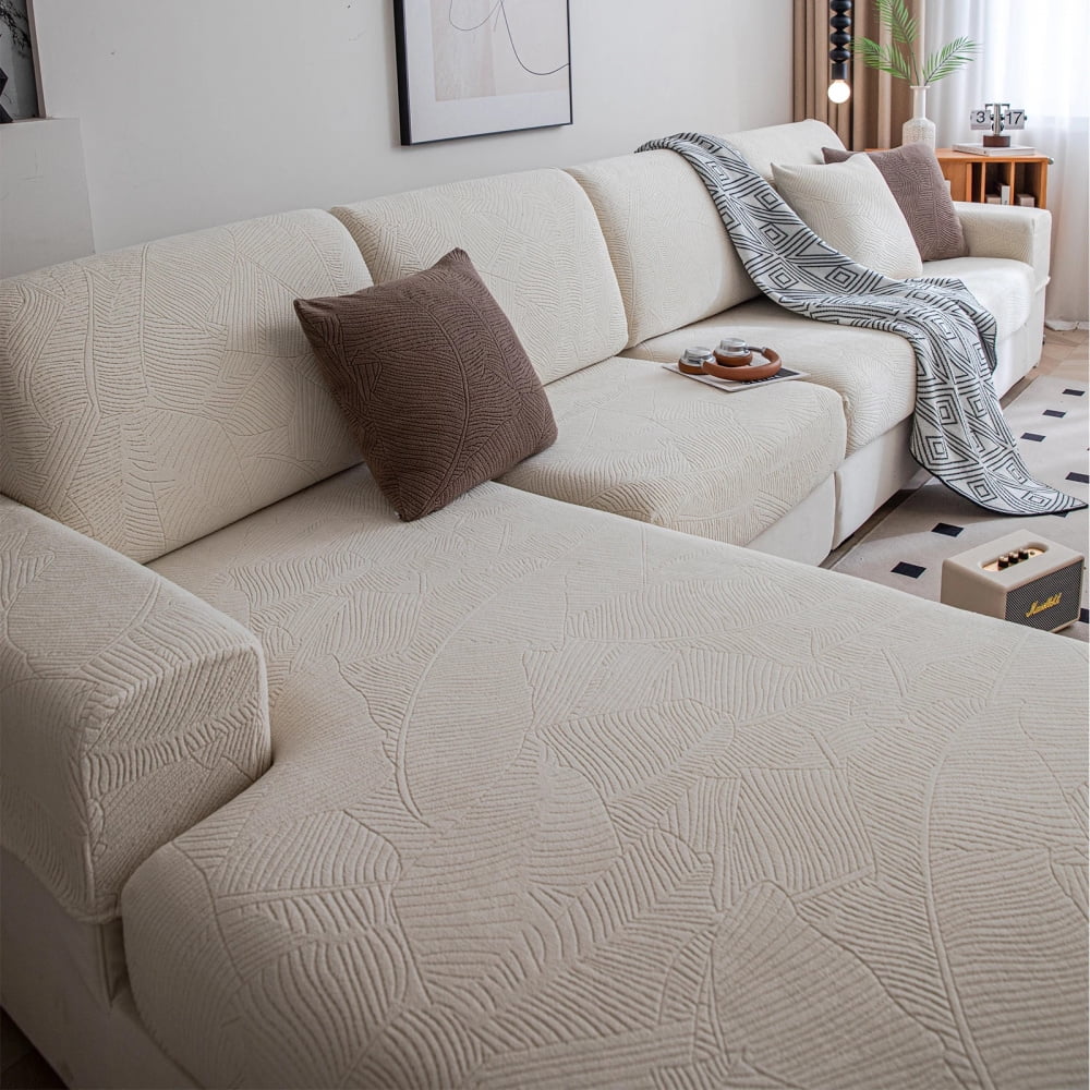 Banana Leaf Jacquard Fabric Sofa Cloth Cover, Polar Fleece, Living Room ...