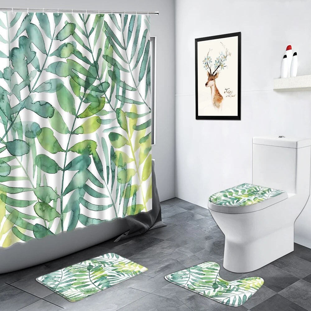 Banana Leaf Palm Leaves Shower Curtain Tropical Green Plant Nordic ...