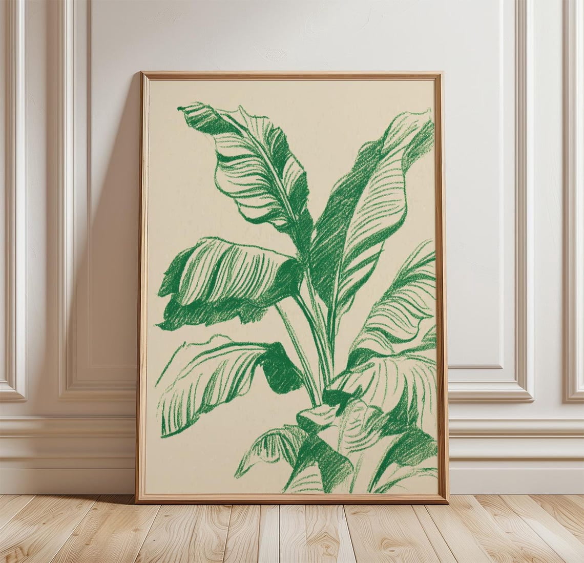 Banana Leaf Poster Tropical Botanical Wall Art Minimal Green Line ...