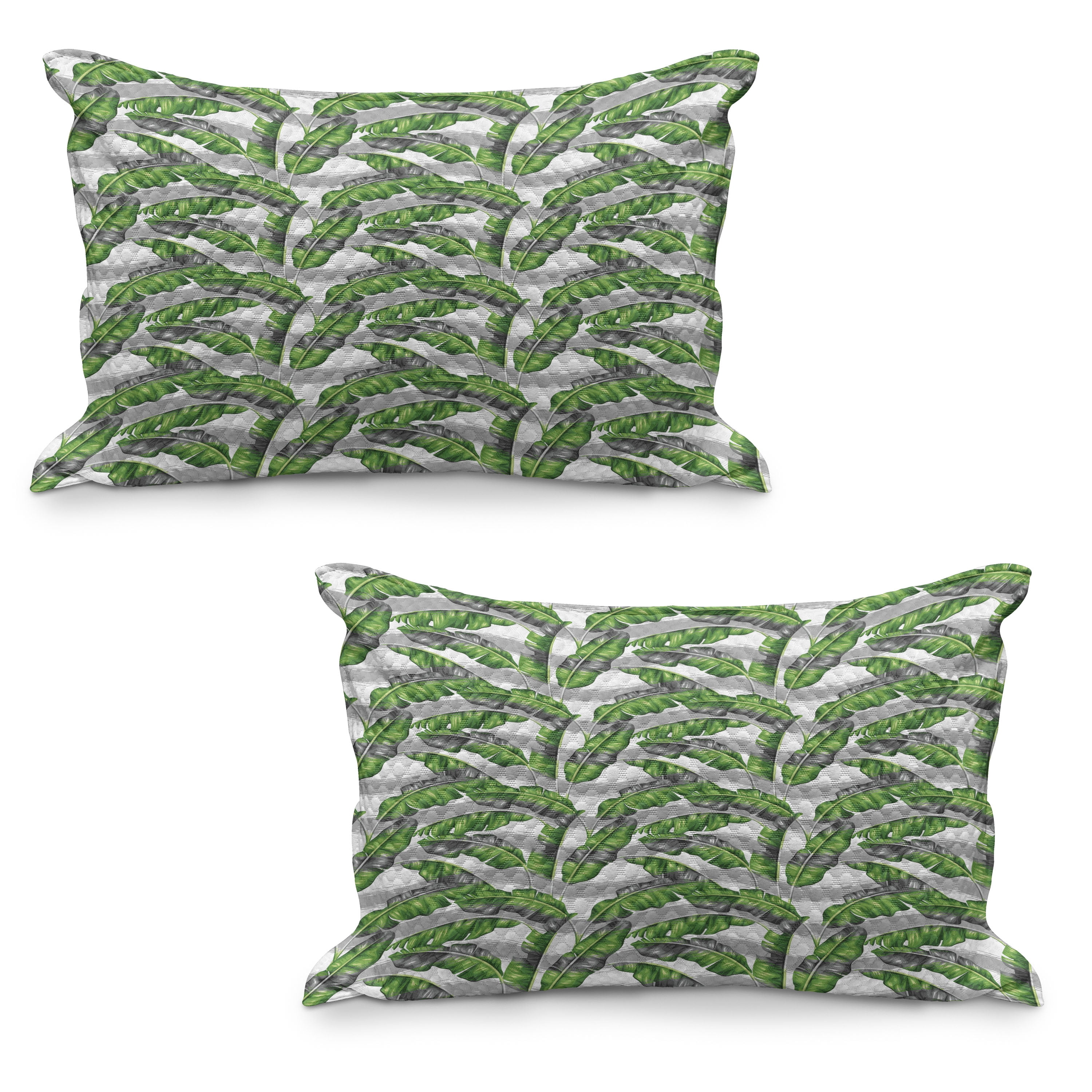 Banana Leaf Quilted Pillowcover Set of 2, Banana Leaves Color Digital ...