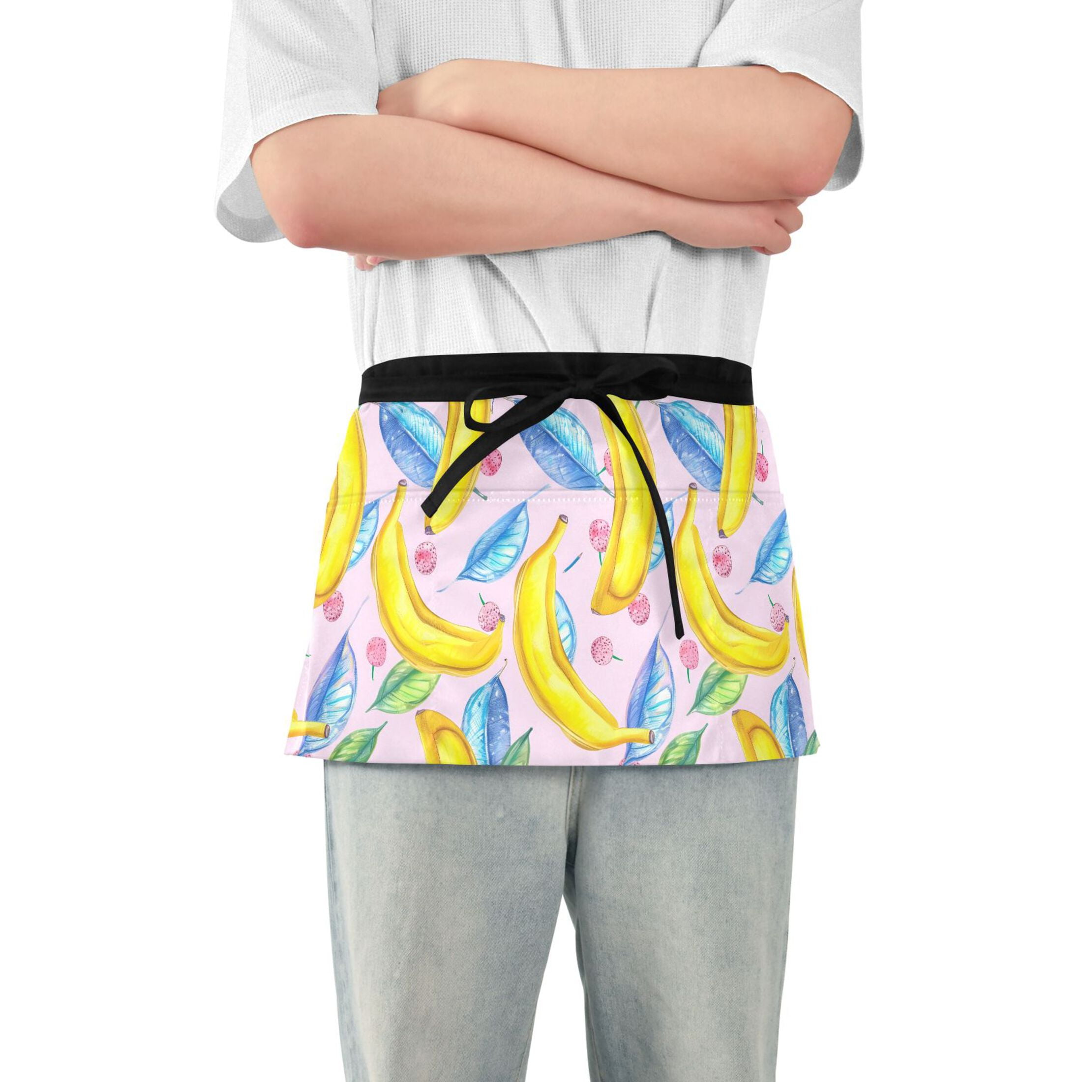 Banana Leaf Server Apron with 3 Pockets Waterproof Waitress Waist Short ...
