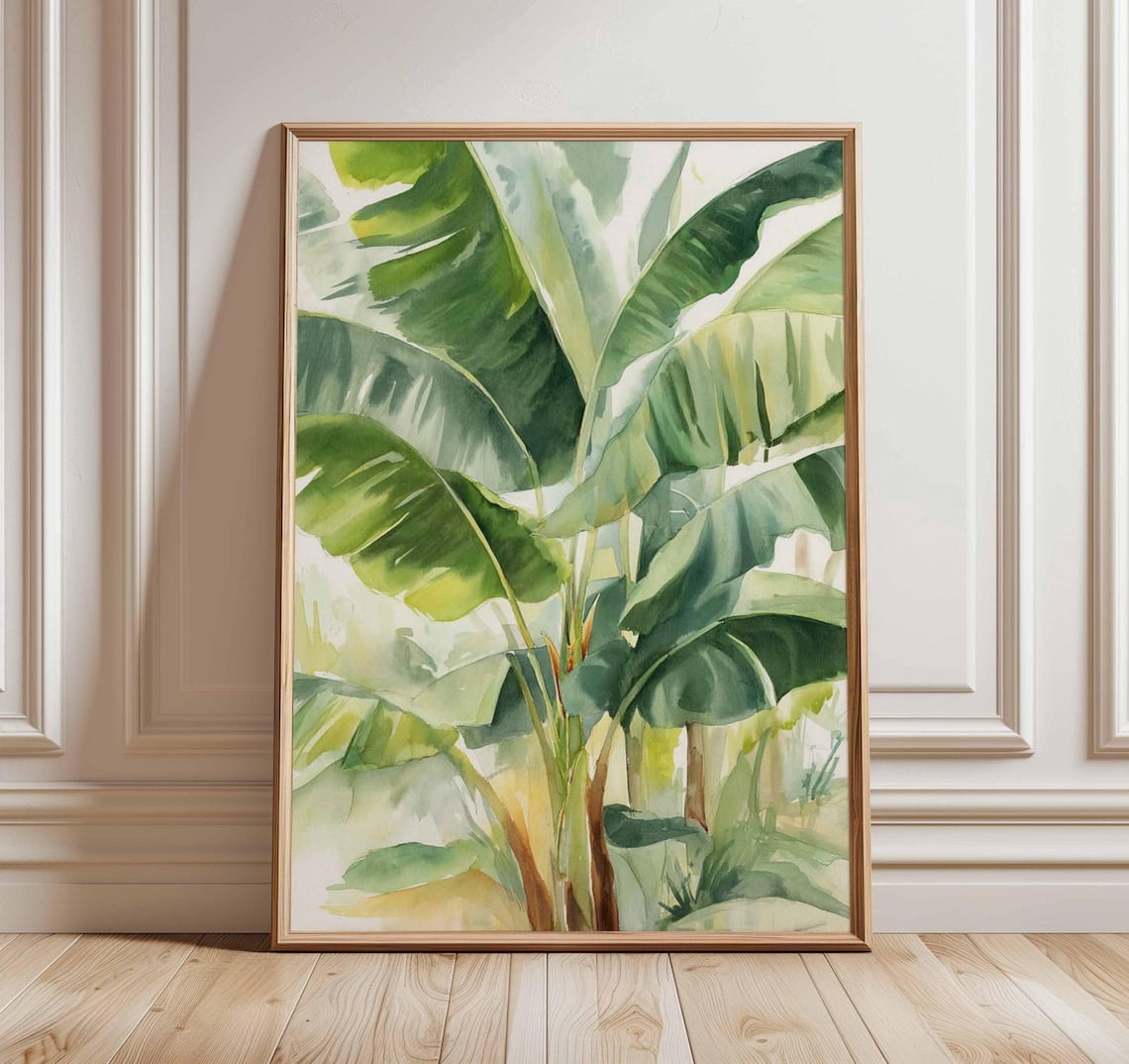 Banana Leaf Tropical Botanical Green Plant Jungle Palm Leaf Decor ...