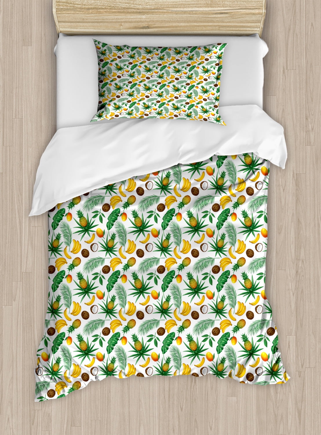 Banana Leaf Twin Size Duvet Cover Set, Exotic Nature of Caribbean ...