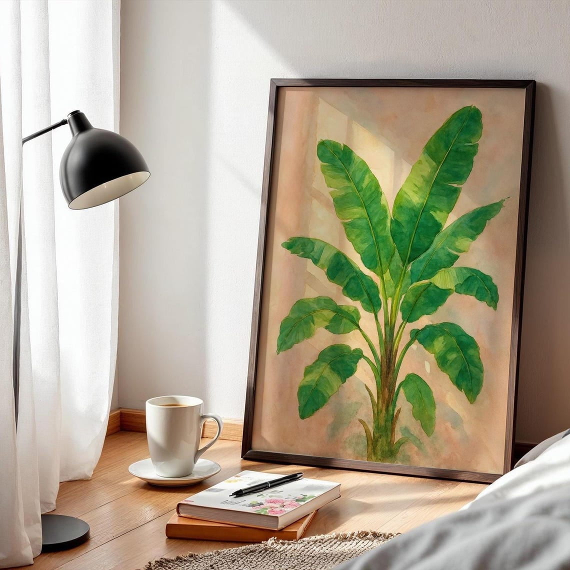 Banana Leaf Wall Art Minimalist Tropical Plant Pink Botanical Modern ...