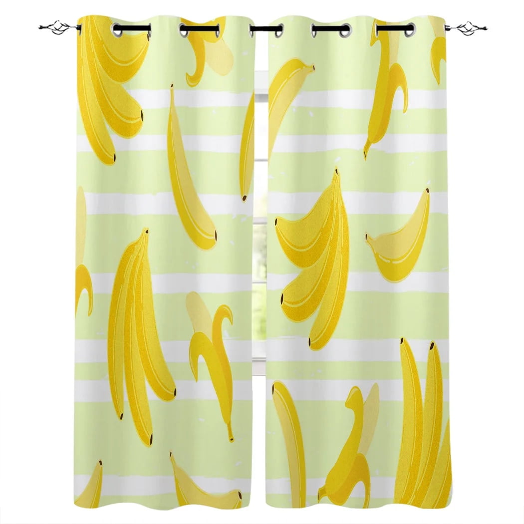 Banana Leaves And Bananas Home Decor Window Curtains Bedroom Kitchen ...