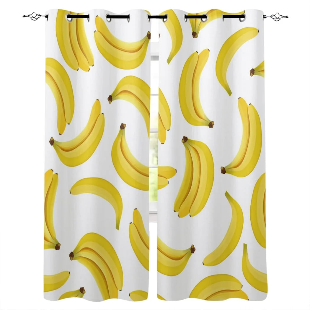 Banana Leaves And Bananas Home Decor Window Curtains Bedroom Kitchen ...