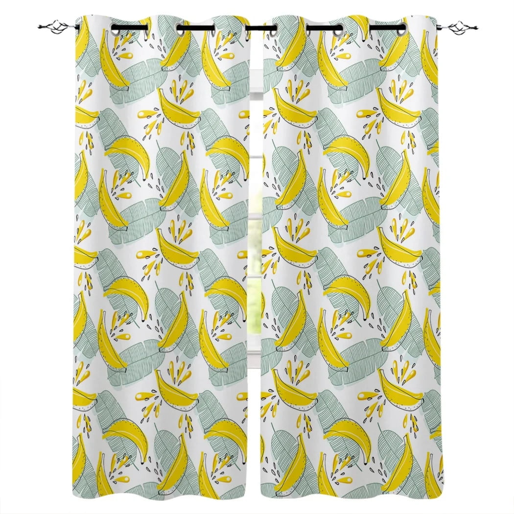 Banana Leaves And Bananas Home r Window Curtains Bedroom Kitchen ...