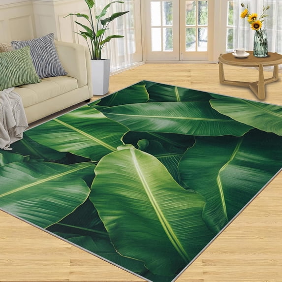 Banana Leaves Rugs for Bedroom, Tropical Leaves Area Rugs for Living ...
