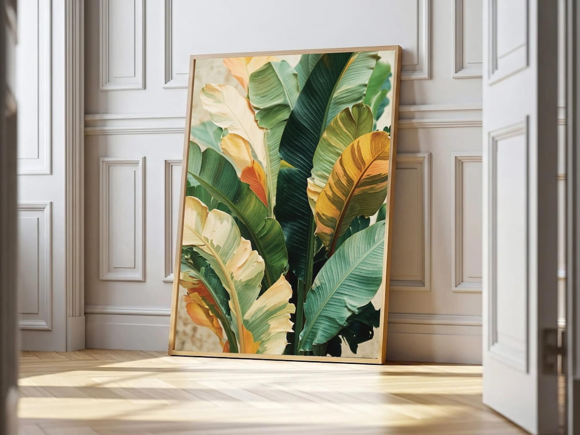 Banana Leaves Vintage Photo Art Print, Tropical Wall Decor, Unframed ...
