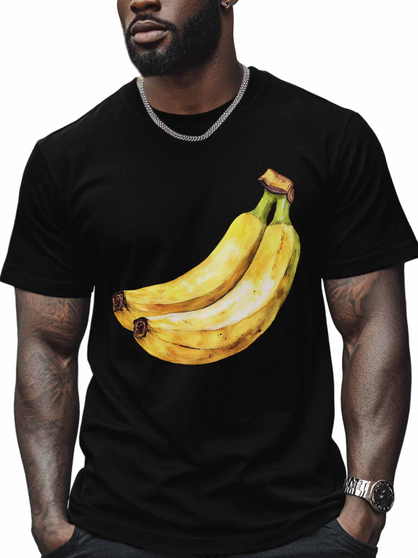 Banana Men's T Shirts Fruit T-Shirt for Men Crew Neck Tees Cotton Tops ...
