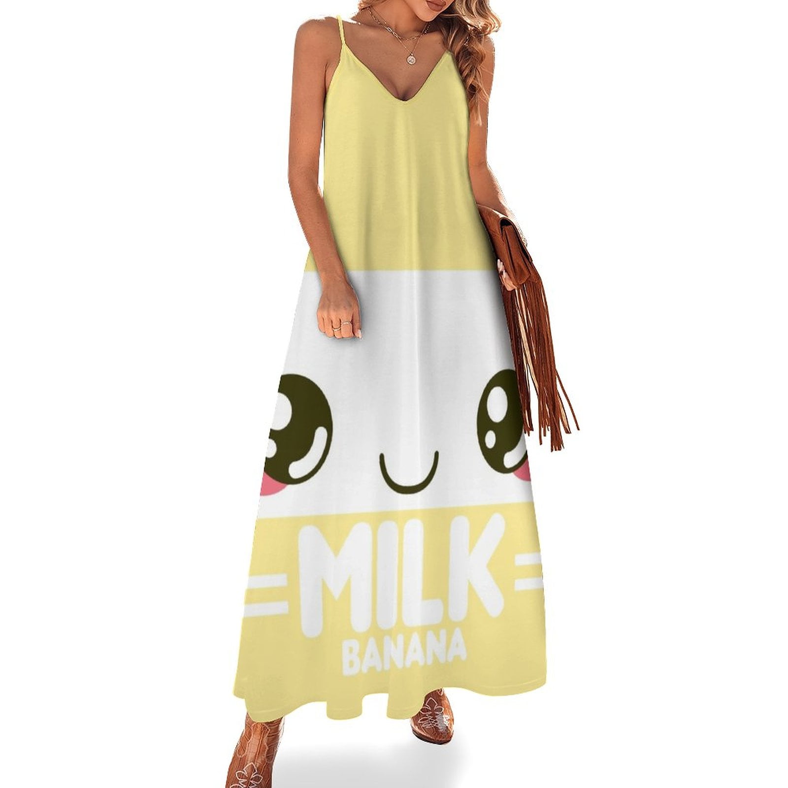 Banana Milk Carton Sleeveless Dress dresses for special events prom dresses women's fashion ...