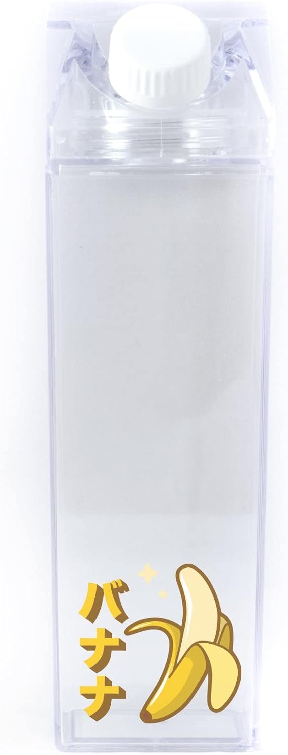 Banana Milk Cute Kawaii Japanese Milk Carton Water Bottle 500ml 16.9oz ...