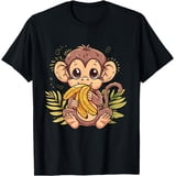 Banana Monkey Bananas Fruit Artwork Cute Monkey Drawing T-Shirt ...