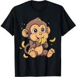 Banana Monkey Cute Monkey Bananas Fruit Artwork Drawing T-Shirt ...