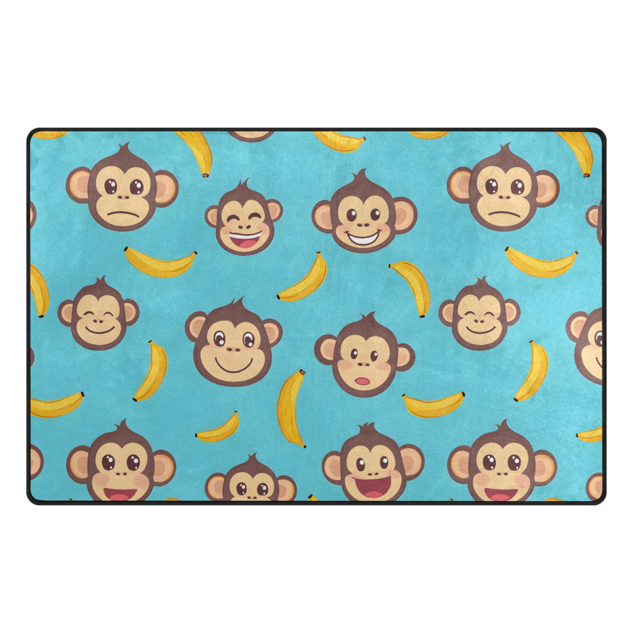 Banana Monkey Face Pattern Memory Foam Area Rug 60"x39" Non Slip ...