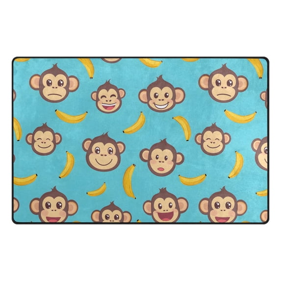 Banana Monkey Face Pattern Memory Foam Area Rug 60"x39" Non Slip ...