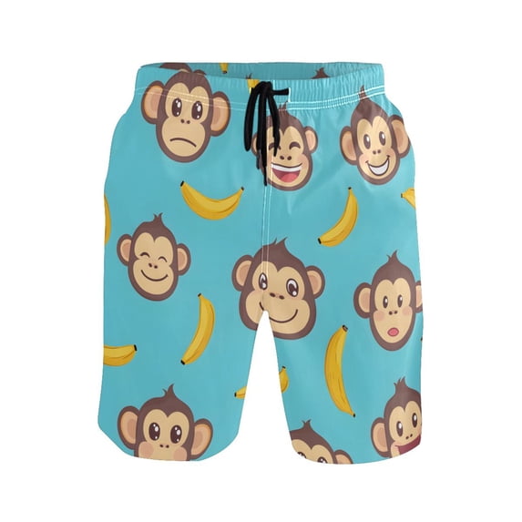 Banana Monkey Face Pattern Mens Swim Trunks Quick Dry Board Shorts ...